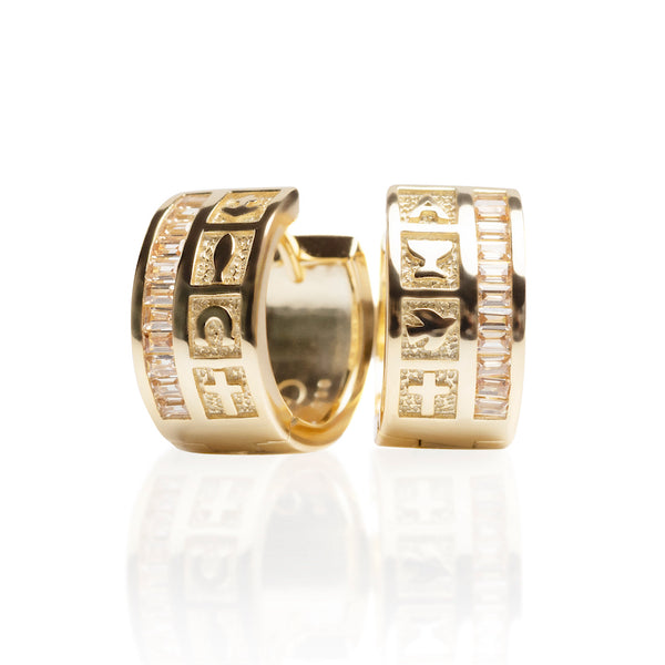 INFINITY DIVINE HOOP EARRINGS GOLD-CHAMPAGNE - veradesign.is